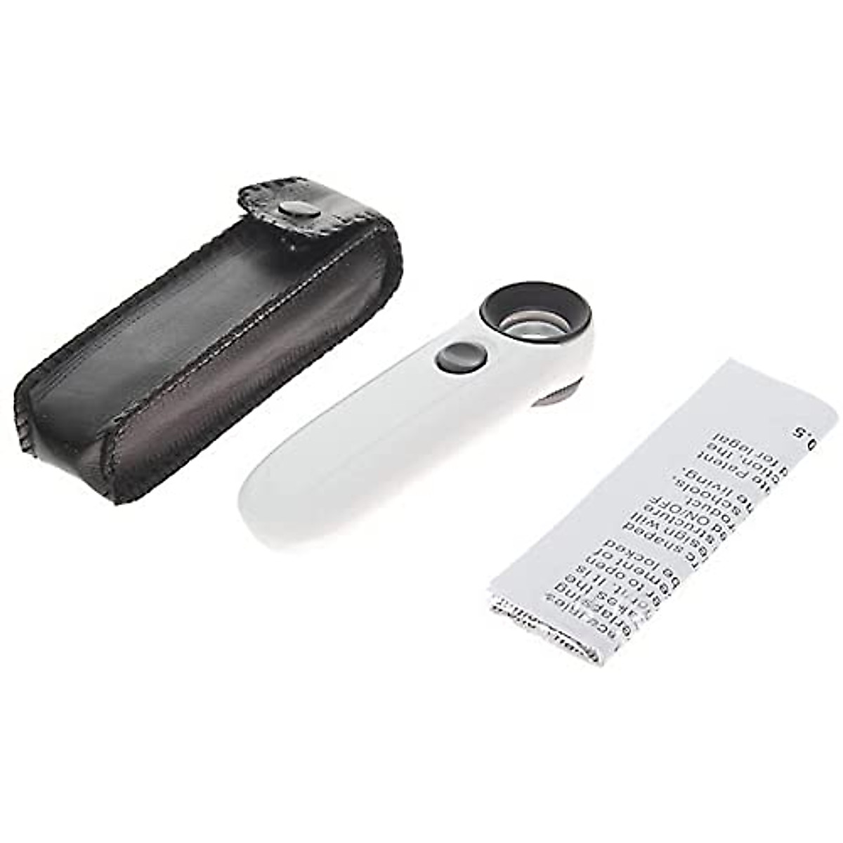 Handheld 40x High Power Hand Held Magnifier Magnifying Glass with 2-LED Light (White with Black)