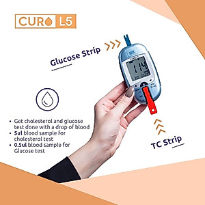 CUROfit Convenient Health Monitoring with L5 Total Cholesterol & Glucose HOME Test Kit - Compact and Portable, Comprehensive Kit, Instant Results, Easy to Use, and Accurate Readings