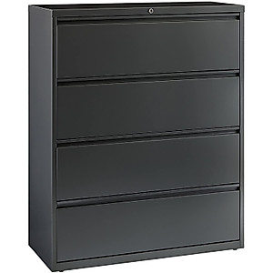 Lorell 60437 Lateral File, 4-Drawer, 42-Inch x18-5/8-Inch x52-1/2-Inch , Charcoal