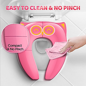 Gimars Portable Travel Potty Seat for Toddlers, Large Folding Travel Potty Seat For Kids Fits All Shape Toilet, Foldable Toilet Seat for Boys & Girls With 6 Non-Slip Silicone Pad, Free Carry Bag, Pink
