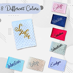 AleMir Fashion Embroidered Blanket Baby – Beautiful Monogrammed Blanket – Large Personalized Baby Blanket for Boys and Girls – Soft Polyester Baby Blanket with Custom Name – 28 x 34-inch