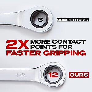Jaeger 1-1/2 Inch Ratchet Wrench with 121-Tooth Ratcheting Precision and Hardened, Polished Steel for Projects with Tight Spaces