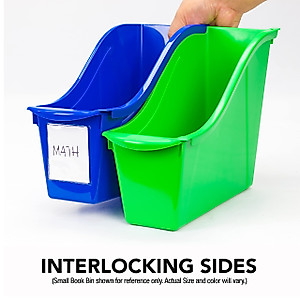 Storex Large Book Bin, 14 x 5 x 7, Case of 6, Blue (71115U06C)