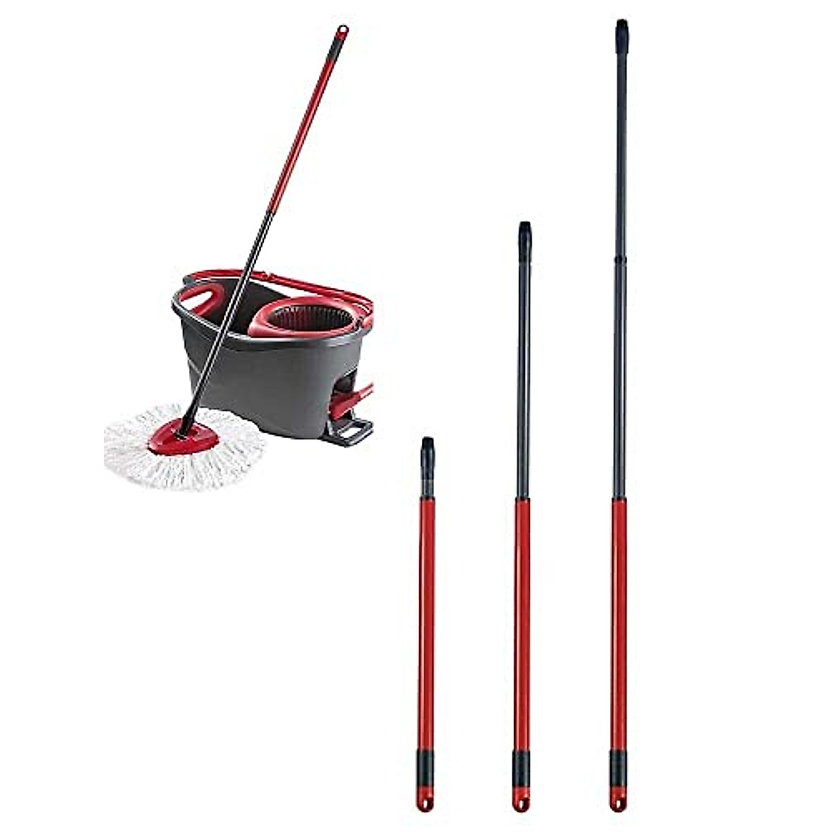 3 Section Telescopic Handle for O-Cedar EasyWring Microfiber Spin Mop Bucket Floor Cleaning System, 22 Inch to 48 Inch Stainless Steel Mop Head Handle
