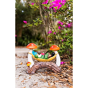 VP Home Chillaxing Gnome in a Hammock Solar Powered LED Outdoor Decor Garden Light