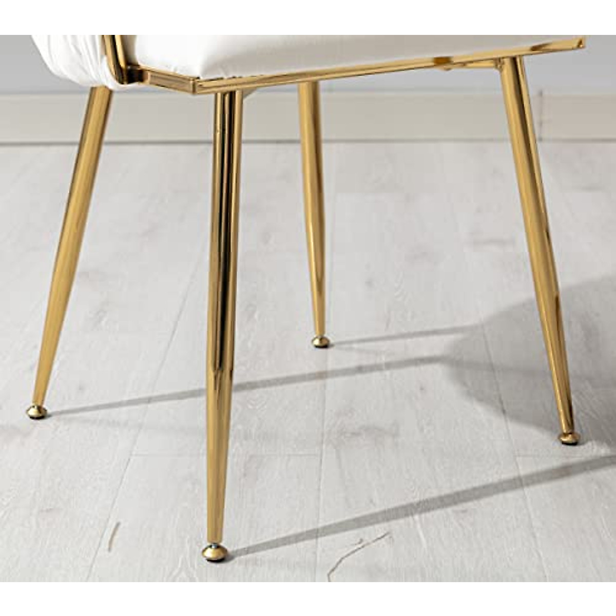 DUOMAY Modern Barrel Dining Chair Set of 4, Velvet Upholstered Accent Side Chair Makeup Vanity Chair with Back Living Room Leisure Chair with Gold Metal Legs for Dining Room Office, White