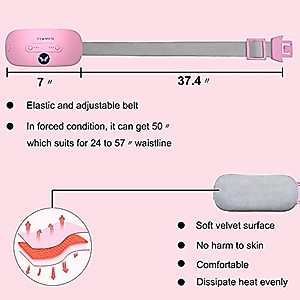 Portable Cordless Heating Pad, Electric Waist Belt Device, Fast Heating Pad with 3 Heat Levels and 3 Massage Modes, Back or Belly Heating Pad for Women and Girl