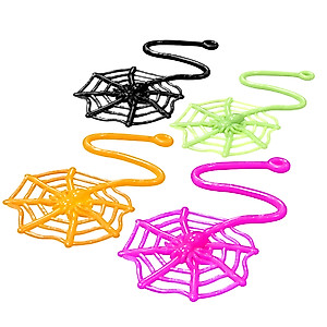 24Pcs Sticky Spider Web Party Favors Pack, 7.5 inches in Total Length, Halloween Party Favors, Gifts For Birthday, Goodie Bag Classroom Prizes, 4 colors