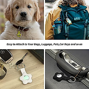 AirTag Holder, 4 Pack Silicone AirTag Case with KeychainDurable, Anti-Scratch Protective Silicone Cover with Anti-Losing Keychain for Apple Airtag