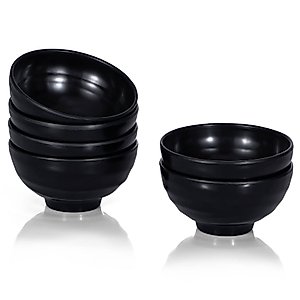 Ganydet Black Dip Bowls 6 Packs, 8.5oz Melamine Bowls, Small Dessert Bowls Soup Bowls, Matte Black Plastic Bowls for Rice Soup Ice Cream Snacks Side Dishes Dipping Sauces, 4.5'' × 2.1''