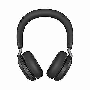 Jabra Evolve2 75 PC Wireless Headset with Charging Stand and 8-Mic Technology - Dual Foam Stereo Headphones with Advanced Active Noise Cancelling, USB-A Bluetooth Adapter and MS Compatibility - Black