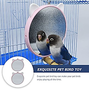 POPETPOP Parakeet Mirror 2 Pcs Bird Mirror Cockatiel Mirror Hanging Interactive Parrot Toy Bird Cage Mirror for Parakeet Cockatiel Conure Lovebirds Finch Pink Bird Mirror
