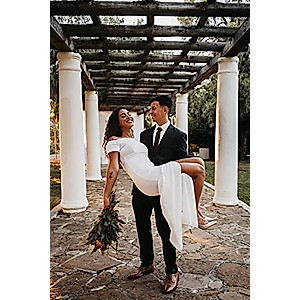 YMDUCH Women's Off Shoulder High Split Long Formal Party Dress Evening Gown White