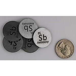 Antimony (Sb) 24.26mm Metal Disc 99.9% Pure for Collection or Experiments