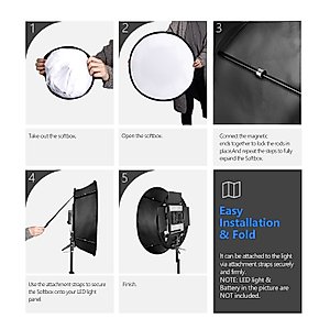 Neewer Collapsible Softbox Diffuser with Honeycomb Grid Compatible with Neewer 480/660/530 LED Light Panels, 11.5x11.5inches Opening with Strap Attachment and Carry Bag for Studio Photo Video Shooting