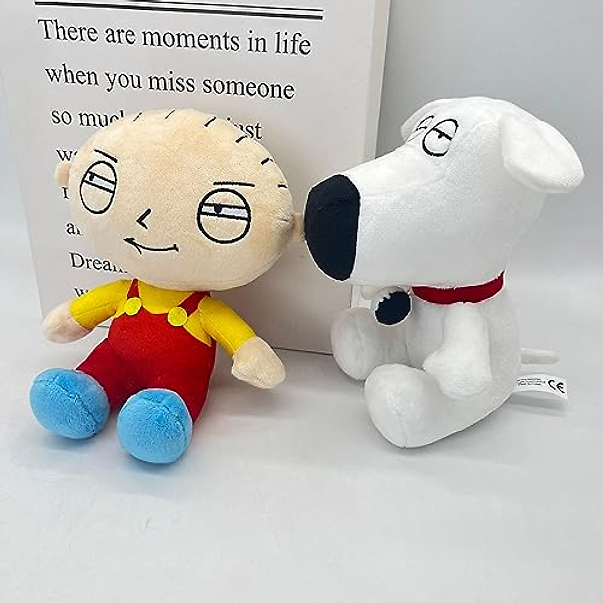 Family-Guy Series Plushies, Hot Drama Cartoon Role Stewie Gri.ffin & Puppy Brian Plush Doll, Soft Anime Character Throw Pillow Toy, Home Decor Collectibles Stuffed Toys for Animation Lovers