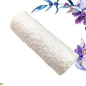 Sewroro Christmas Snowflake Tulle Roll Christmas Snowflake Spool Tulle Netting Rolls for DIY Craft 15cm 10yards (White)