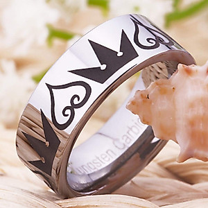 CLOUD DANCER Cosplay Jewelry 8mm Silver Pipe Kingdom Hearts & Crowns Design Ring Wedding Ring Engagement Ring-Free Inside Engraving (11)