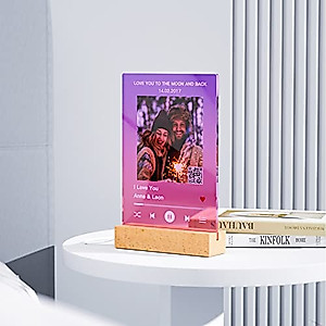 witfox Colorful Custom Spotify QR Code Plaque - Spotify Glass Art Personalized Acrylic Plaque with Video Any Song Music Link QR Code Customized Gifts for Couples