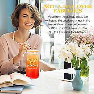 Birthday Gifts for Women, Happy Birthday Gift Baskets for Women, Women Unique Birthday Gifts Ideas for Best Friend, Her, Sister, Daughter, Coworkers, Families - Not a Day over Fabulous Glass Gifts Box