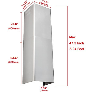 HTH HTHomeprod 30 Inch Wall Mount Range Hood Stainless Steel Chimney Extension Duct Cover Up to 10ft. Ceiling