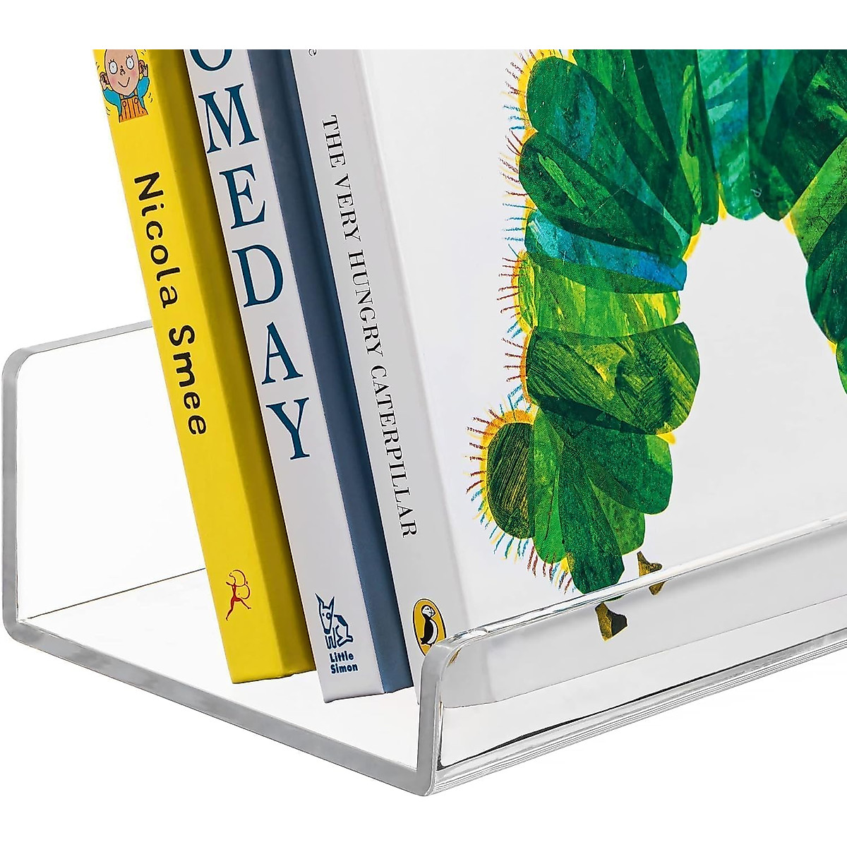 Famyards 24 inch Clear Acrylic Floating Shelves Wall, Bookshelf for Kids, Magazine Rack, Picture Ledge Shelf Storage of Books,Picture,Toys, Vinyl Records and Small Ornaments on Wall, Pack of 4