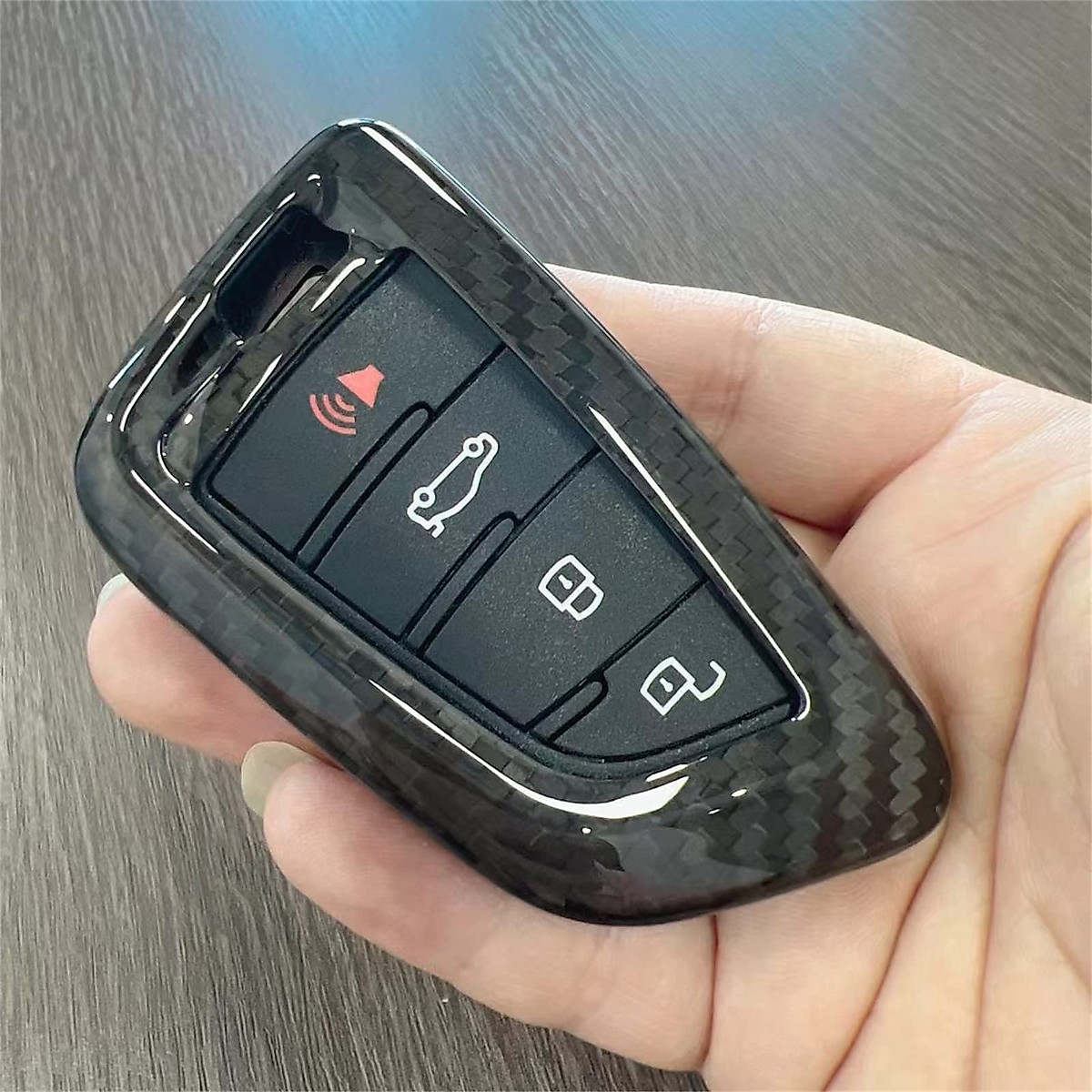 G Brand For Toyota GR Supra A90 TRD MK5 2019 2020 2021, Car Genuine Carbon Fiber Remote Smart Key Case Key Fob Case Holder Cover (Red, Black) (Black) 4.5*1.2*1.2