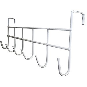 ALPENKOK Over The Door Hook, Organizer Rack, Hanging for Coats, Hats, Robes, Towels, 6-Hooks, Vinyl Coated White by Alpnekok