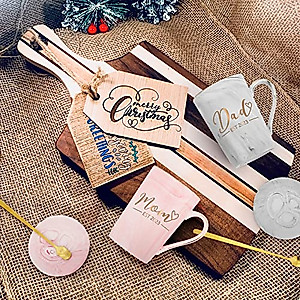 YHRJWN - Dad Mom Est 2023 - New Parent Gifts - Dad Mom Coffee Mug for Couples - Pregnancy Announcement Parent to be Gifts - Anniversary Christmas Gifts- Marble Set 14 Oz With Gift Box Coaster Spoon