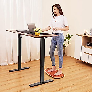 48×24 inch Electric Standing Desk Adjustable Height with Wobble Anti Fatigue Mat Balance Board, Stability Rocker, 27''-45'' Lifting Range Stand up Desk for Office/Home