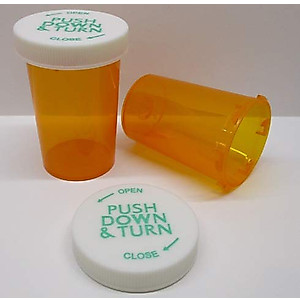 Plastic Prescription Vials/Bottles 100 Pack w/Caps Large 20 Dram Size-New