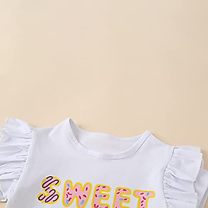 Baby Girls Birthday Outfit Sweet One/Two Donut Bell Bottom Pants Headband Set (Two Sweet Pink 2, 18-24M)