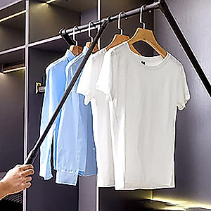 YCRD Wardrobe Lift, 90° Pull Down Closet Rod, Thicken Aluminum Rod for Closet, Clothes Hanging Rail, Space Saving Adjustable Width 20-26in 30kg/66lb