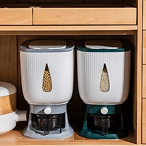 Mairuker 20 Lbs Upgrade Rice Dispenser with Lid, Droplet Shape Transparent Visible Grain Storage Box for Cereal, Rice, Candy, Coffee Bean, Snack, Grain Kitchen Food Storage Tank [Gray]