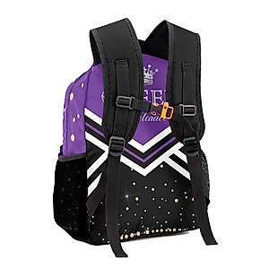 Personalized Print Cheerleader Cheer Purple Black Custom Backpack Waterproof Multifunctional Daypack with Name Gift