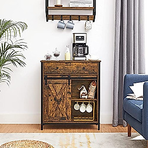 VASAGLE Buffet Cabinet, Floor Sideboard Cupboard Storage Organizer with 1 Drawer and Sliding Barn Door for Living Room Bathroom Hallway