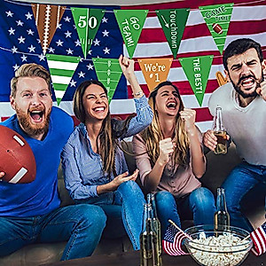 Sport Theme Football Flags Banners Decoration American Football Flags Banner Football Party Sign Decorations for Happy Birthday Party Pennant Banner for Olympics, Bar, Sports Clubs, 7.87 x 5.5 Inch