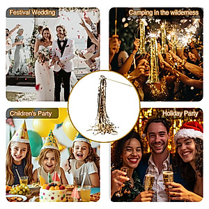50 Pcs Lighted Fairy Wands with Bells LED Top Glitter Foil Tinsel Streamers Wedding Wand Sticks Party Favors for Bridal Wedding Send Off Ideas Disco Retro Birthday Party Favors Decors (Champagne)