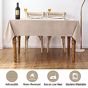 AUSSPVOCT Linen Textured Tablecloth Rectangle 52x70 Water Resistant Spill-Proof Wipeable Table Cloth Wrinkle Free Table Covers for Dining, Farmhouse, Outdoor, Kitchen, Banquet