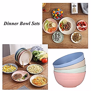 WANBY Lightweight Wheat Straw Cereal Bowls Unbreakable Dinner Bowl Set Dishwasher & Microwave Safe (8 Pack 26Oz)