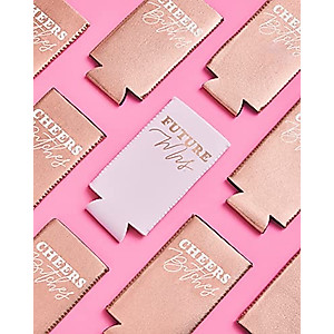 xo, Fetti Bachelorette Party Cheers and Future Mrs Slim Can Cooler - White + Rose Gold, 10 Ct | Drink Sleeve, Bridal Shower Can Holder, Engagement Party Decoration and Bride to Be Gift