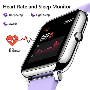 Smart Watch, KALINCO Fitness Tracker with Heart Rate Monitor, Blood Pressure/Oxygen Tracking, 1.4 Inch Touch Screen Smartwatch Fitness Watch for Women Men Compatible with Android iPhone iOS