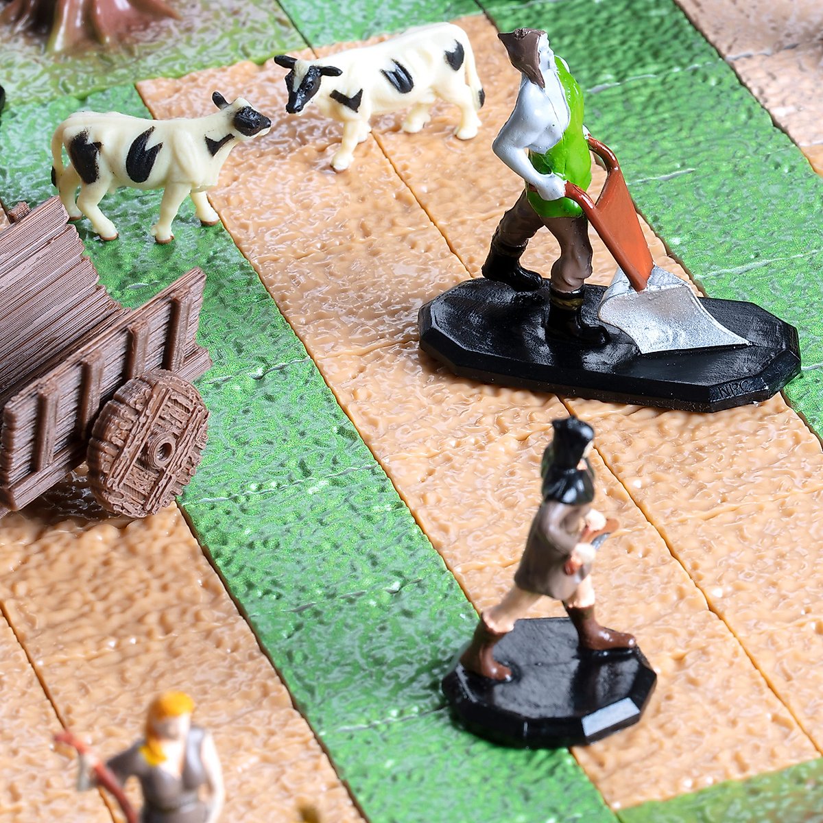 Monster Townsfolk Mini Fantasy Figures - 8pc Paintable Fieldworker Non Player Character NPC Miniatures - 1" Hex-Sized Compatible with DND Dungeons Dragons, Pathfinder, Tabletop Games