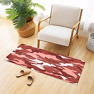 YETTASBIN Red Camo Area Rug, Anti Fatigue Large Floor Mat, Soft Absorbent Washable Plush Carpet with Non-Slip Rubber Back for Entryway, Bedroom, Sink, Kitchen, Bathroom, 39 x 20 Inch