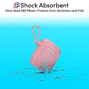 TALK WORKS AirPods Case Cover with Keychain - Protective Hard Silicone Skin for AirPods Keychain Case Clip Carabiner Wireless Charging Compatible with Apple Air Pod Carrying Case Series 1 & 2 - Pink