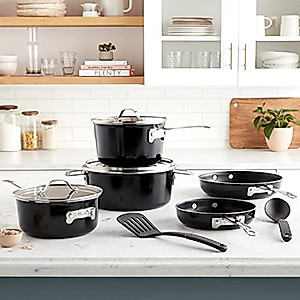 Gotham Steel STACKMASTER Pots Stackable 10 Piece Cookware Set Ultra Nonstick Cast Texture Coating Includes Fry Pans, Black