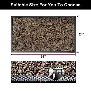 Matace Microfiber Super Absorbent Home Entrance Door Mat, Indoor and Outdoor Floor Mat with Non Slip Backing, Dirt and Mud Trapper Front Door Rug for Entryway (24"x36", Brown)
