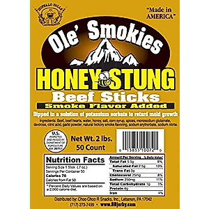 Buffalo Bills 2 lbs Honey Stung 6" Ole' Smokies Saddlebag (50 beef sticks per saddlebag)