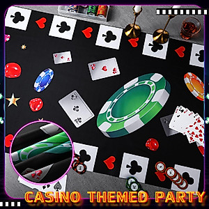 Thyle Casino Party Carpet Disco Runner Rug Party Aisle Hallway Rug 10 ft Area Track Floor Runner Non Slip Western Poker Rug with 2 Carpet Tape for Decor Birthday Theme Gathering (Casino)