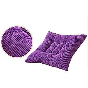 Corduroy Chair Cushion with Ties, Nonslip Tufted Seat Cushions Kitchen Dining Chair Pads with Ties Office Car Sitting Chair Pads (17in X 17in, Blue)